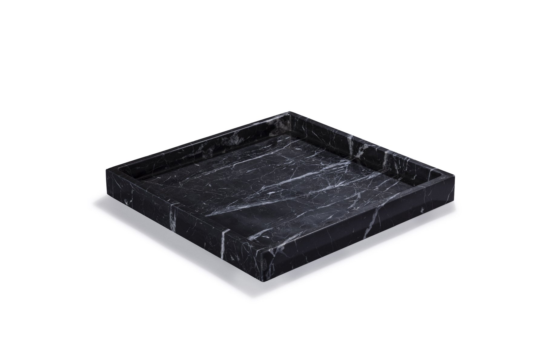 Black Marquina Marble Square Tray by Royal Bee Design for sale at Pamono