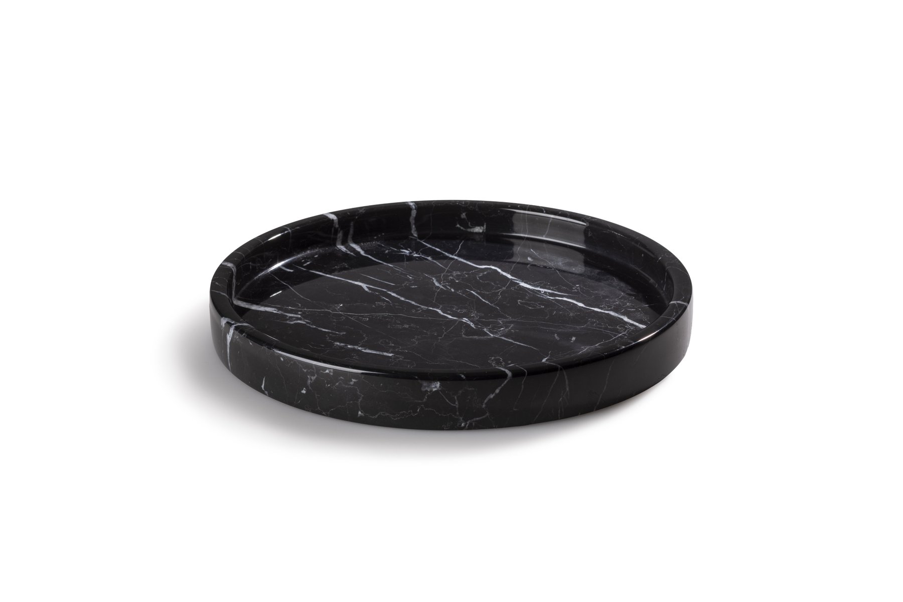 Black Marquina Marble Round Tray by Royal Bee Design for sale at Pamono
