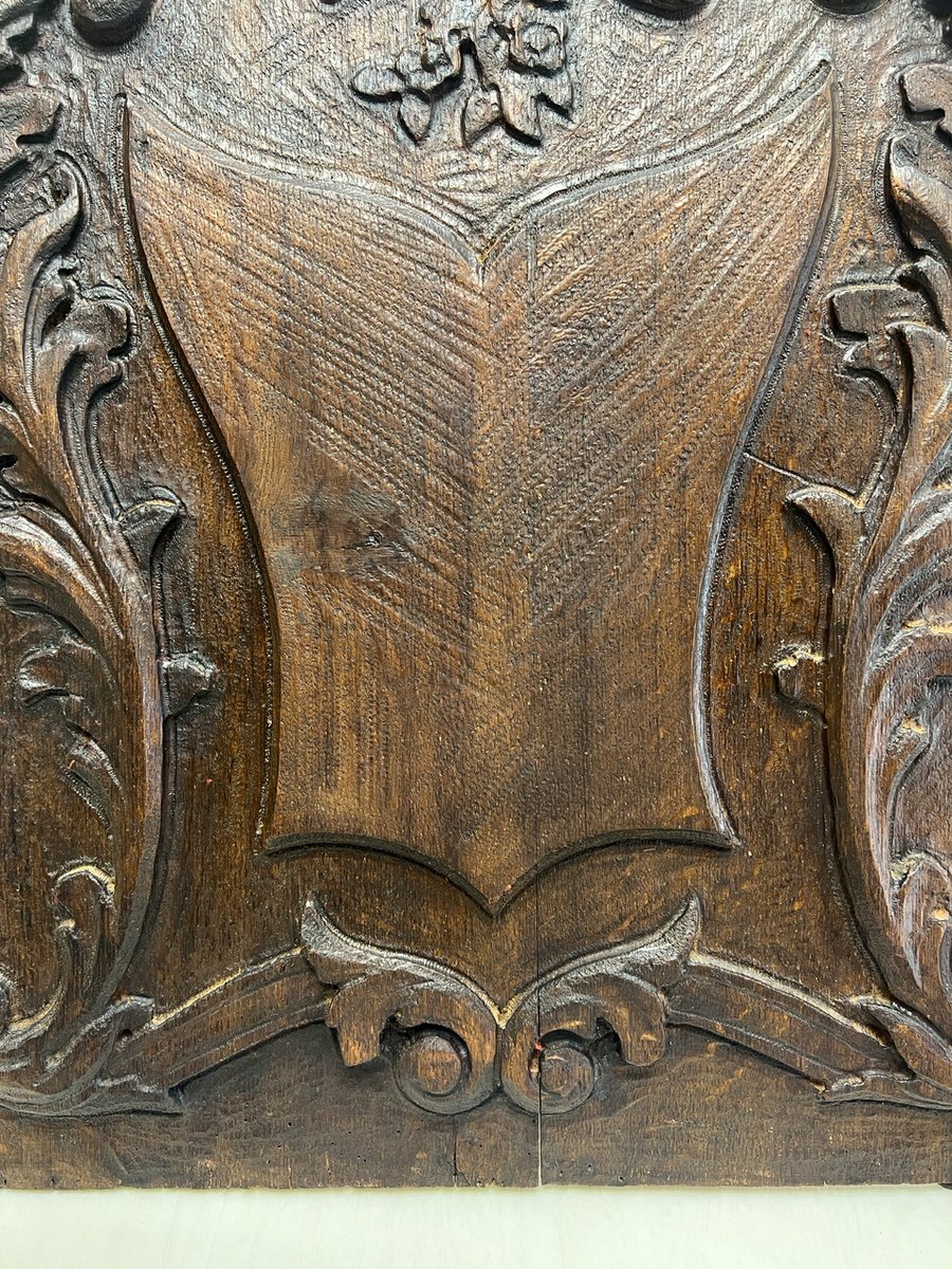 Relief Carved Oak Wood Wall Panel Plaque, 1920s for sale at Pamono