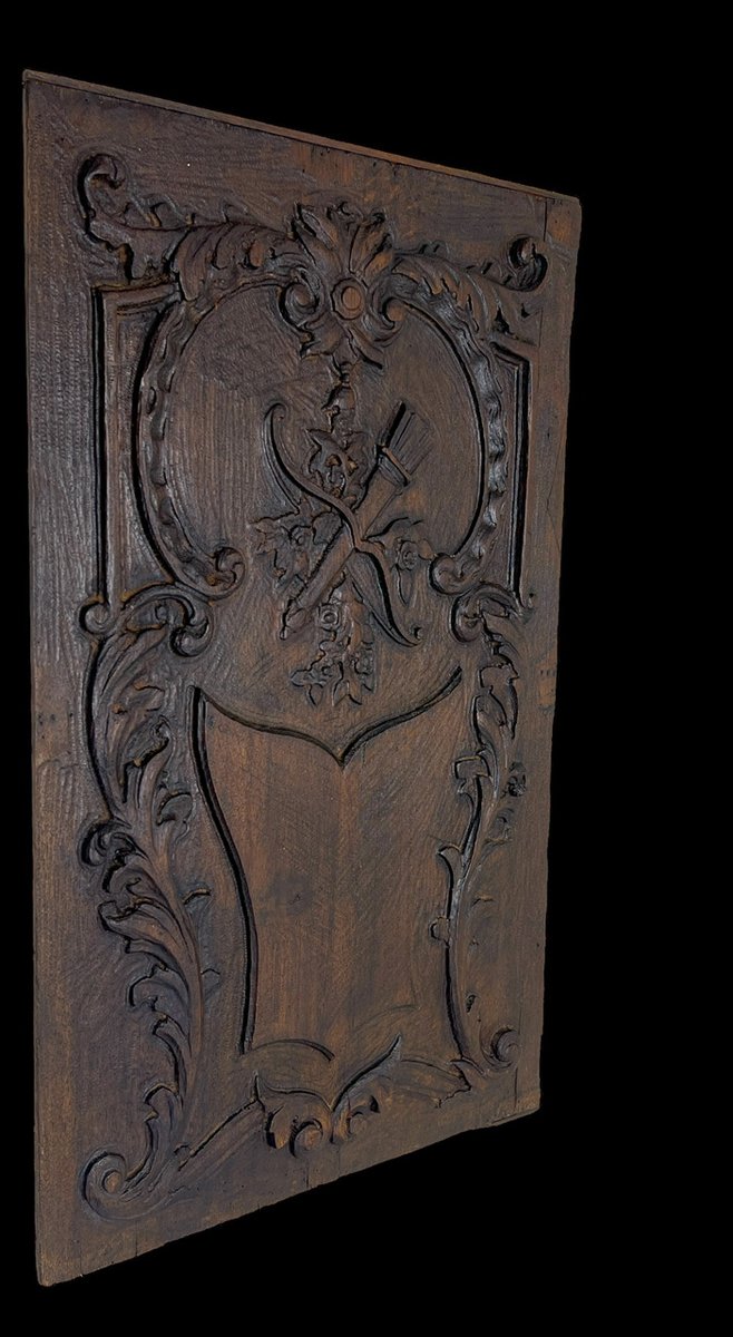 Relief Carved Oak Wood Wall Panel Plaque, 1920s for sale at Pamono