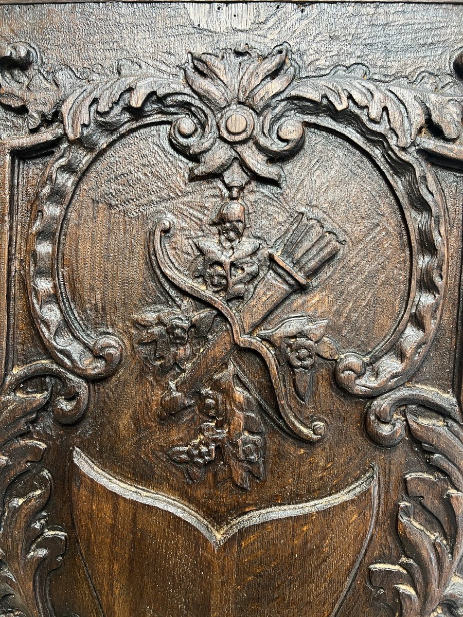 Relief Carved Oak Wood Wall Panel Plaque, 1920s for sale at Pamono