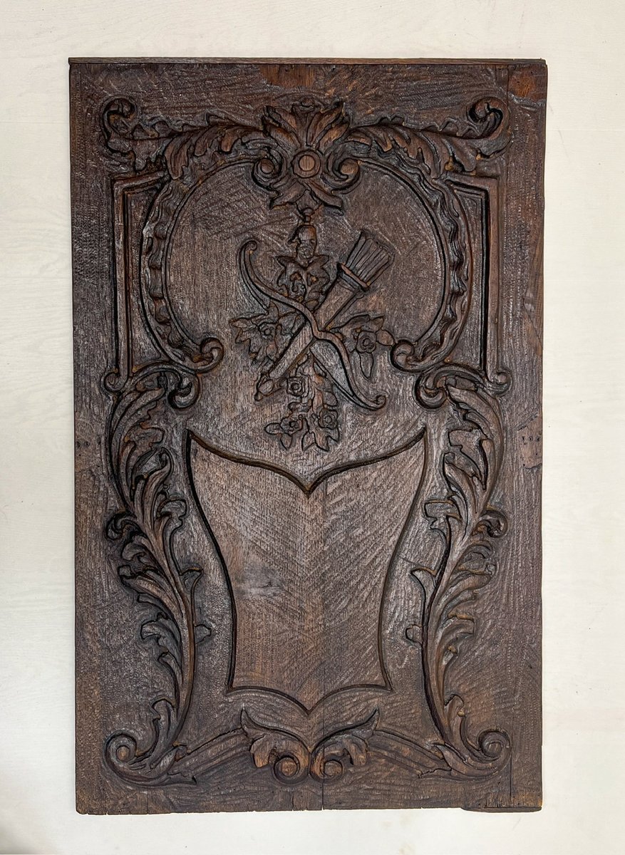Relief Carved Oak Wood Wall Panel Plaque, 1920s for sale at Pamono