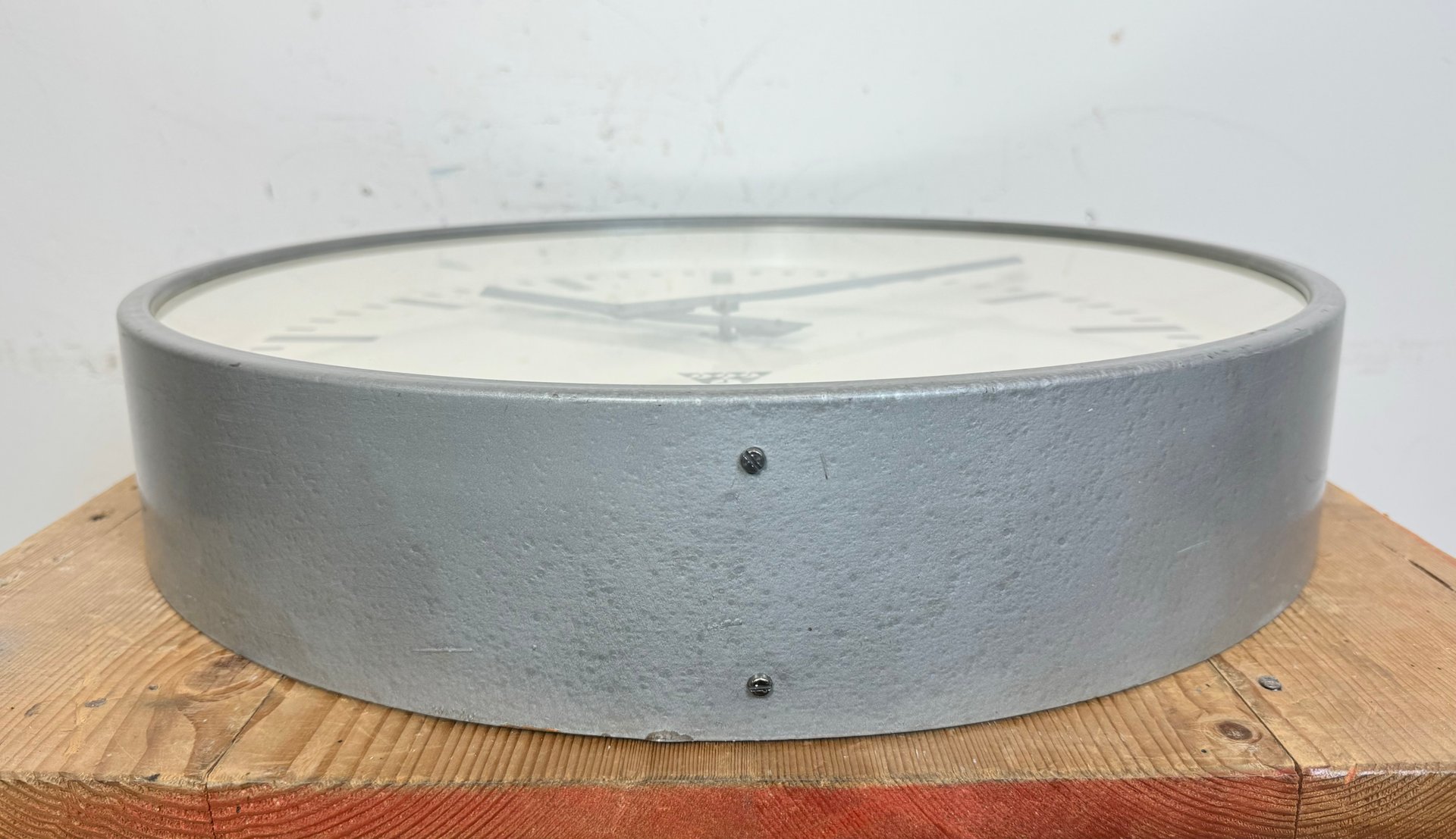 Large Industrial Grey Factory Wall Clock from Pragotron, 1960s for sale ...