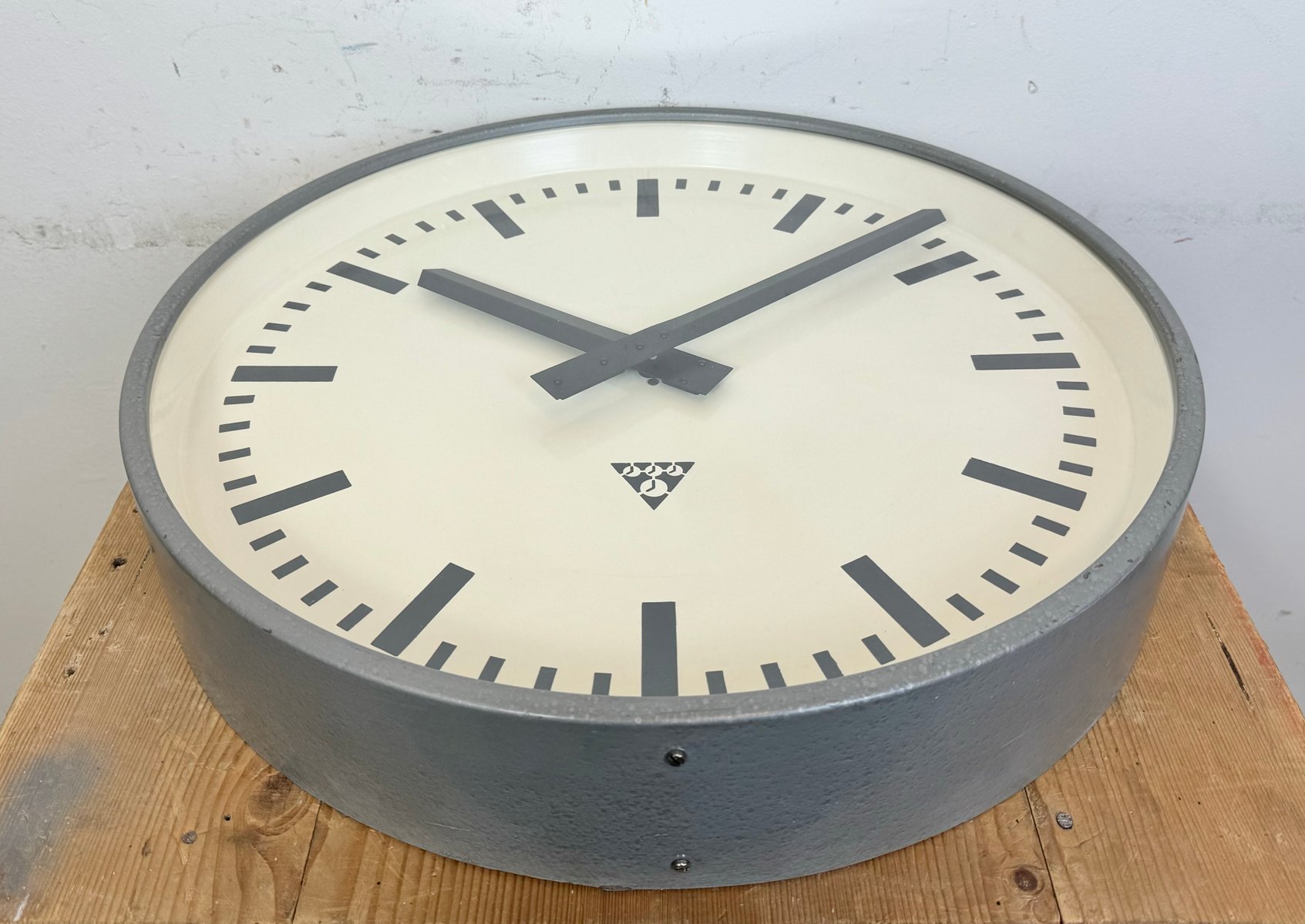 Large Industrial Grey Factory Wall Clock from Pragotron, 1960s for sale ...