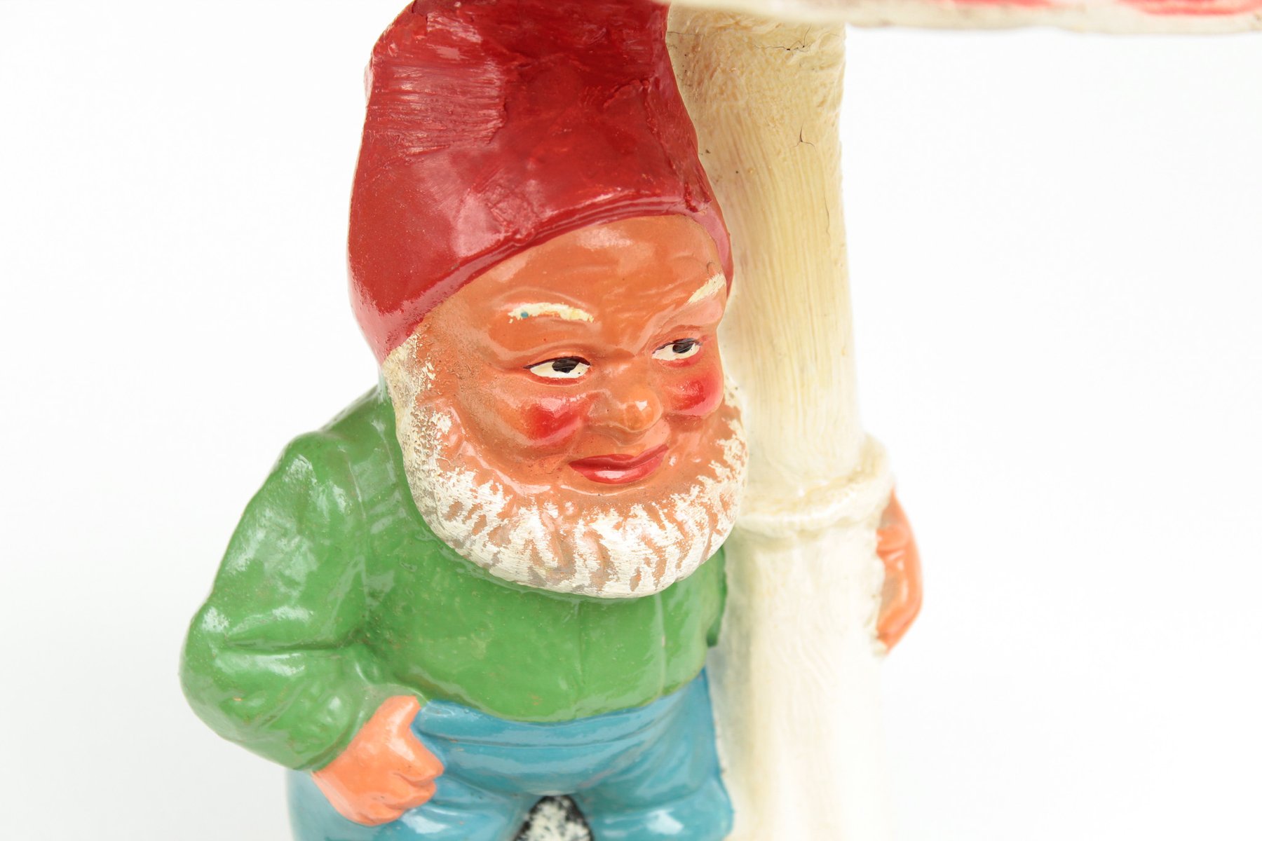 Garden Gnome and Toadstool in Clay, GDR, 1950s for sale at Pamono
