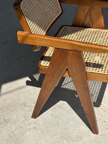 Natural Wood Cane Office Chair for sale at Pamono