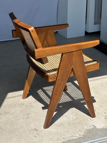 Natural Wood Cane Office Chair for sale at Pamono