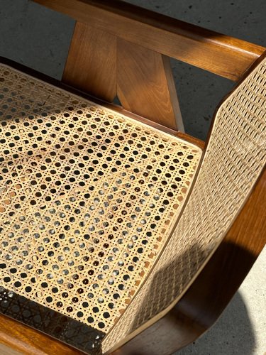 Natural Wood Cane Office Chair for sale at Pamono