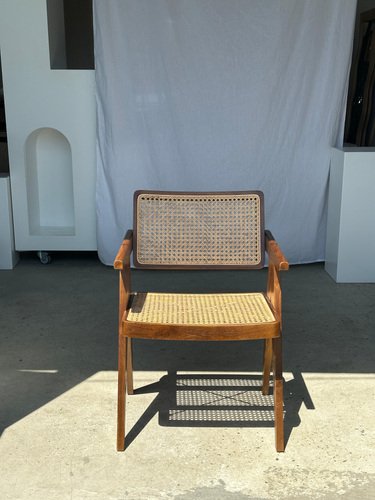 Natural Wood Cane Office Chair for sale at Pamono