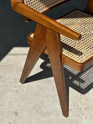 Natural Wood Cane Office Chair for sale at Pamono