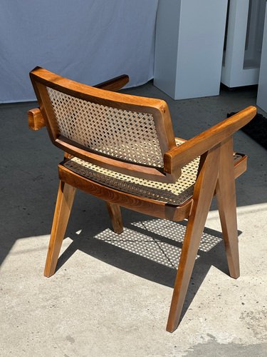 Natural Wood Cane Office Chair for sale at Pamono