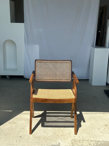 Natural Wood Cane Office Chair for sale at Pamono