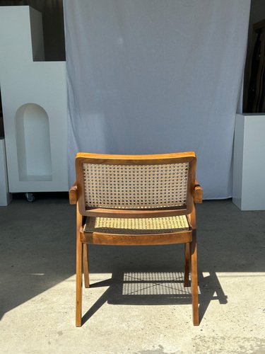 Natural Wood Cane Office Chair for sale at Pamono