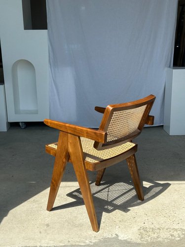 Natural Wood Cane Office Chair for sale at Pamono