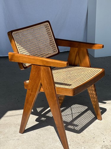 Natural Wood Cane Office Chair for sale at Pamono