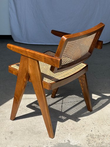 Natural Wood Cane Office Chair for sale at Pamono