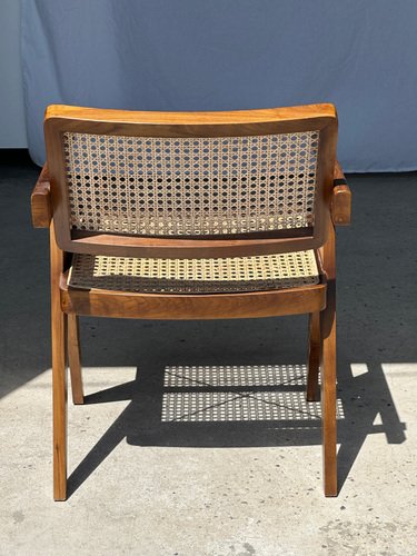 Natural Wood Cane Office Chair for sale at Pamono