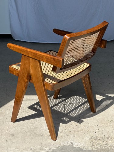 Natural Wood Cane Office Chair for sale at Pamono
