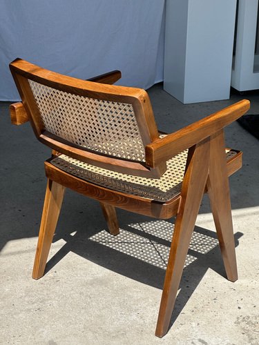 Natural Wood Cane Office Chair for sale at Pamono