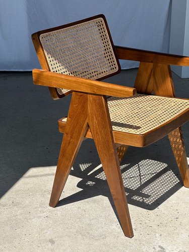 Natural Wood Cane Office Chair for sale at Pamono