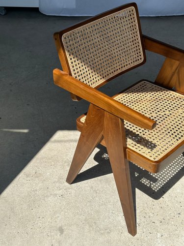 Natural Wood Cane Office Chair for sale at Pamono