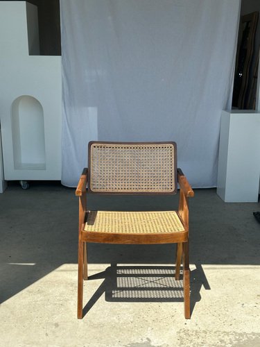 Natural Wood Cane Office Chair for sale at Pamono