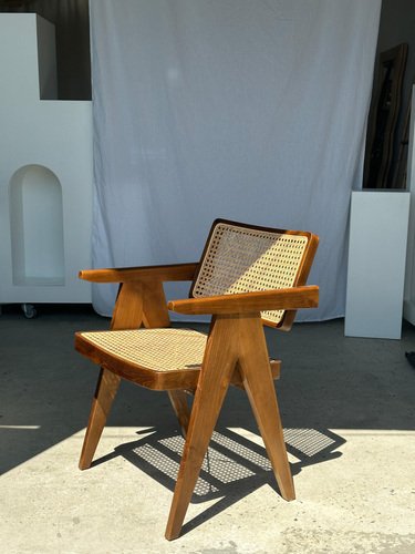 Natural Wood Cane Office Chair for sale at Pamono