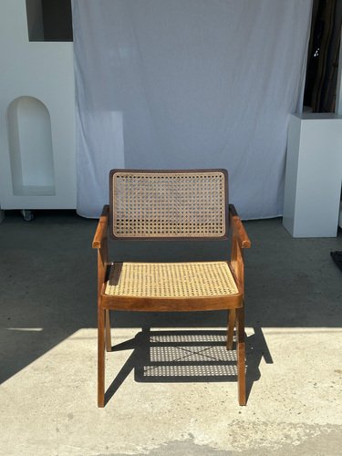Natural Wood Cane Office Chair for sale at Pamono
