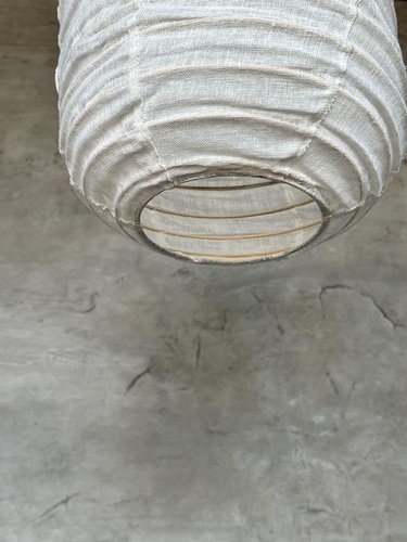 Large Japanese-Style Rattan and Natural Linen Pendant Light in the ...