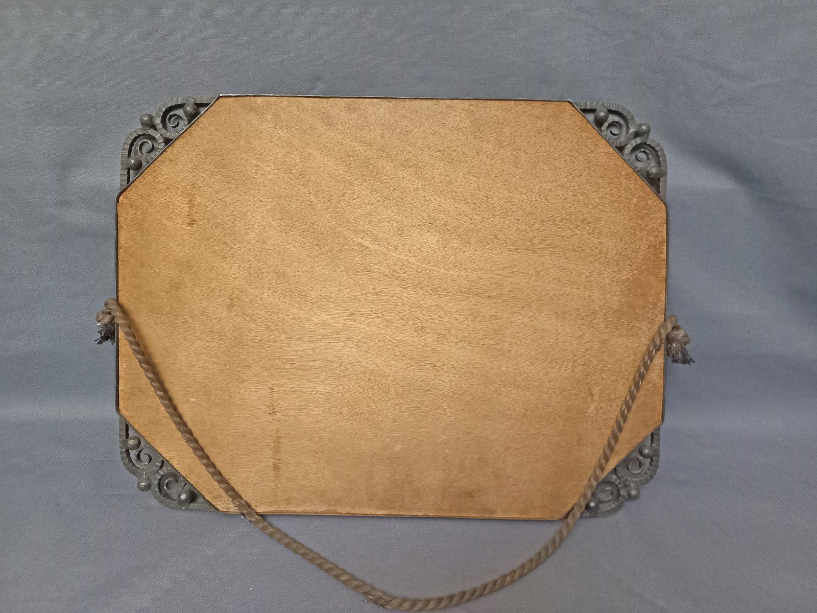 Art Deco Rectangular Mirror in Beaten Iron, 1930s for sale at Pamono