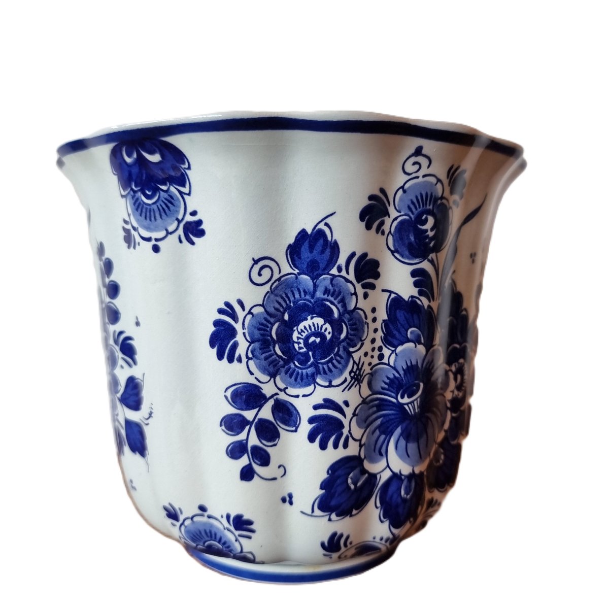 Blue Earthenware Flower Pot from Delft, 1950s for sale at Pamono