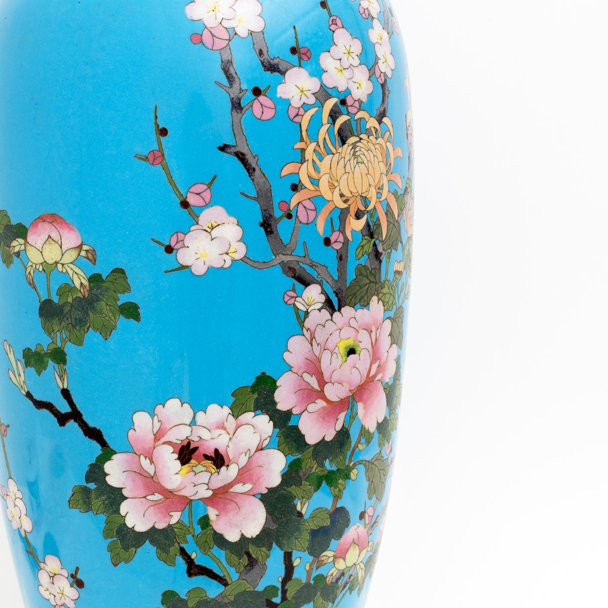 Large 19th Century Meiji Japan Vase Cloisonne with Floral Decoration ...