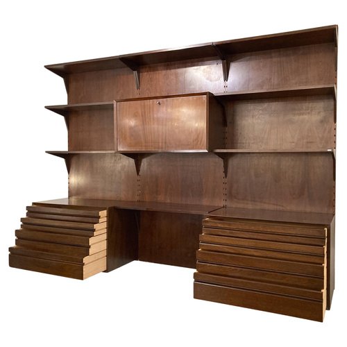 Mid-Century Modern Wooden Wall Unit, Italy, 1960s for sale at Pamono