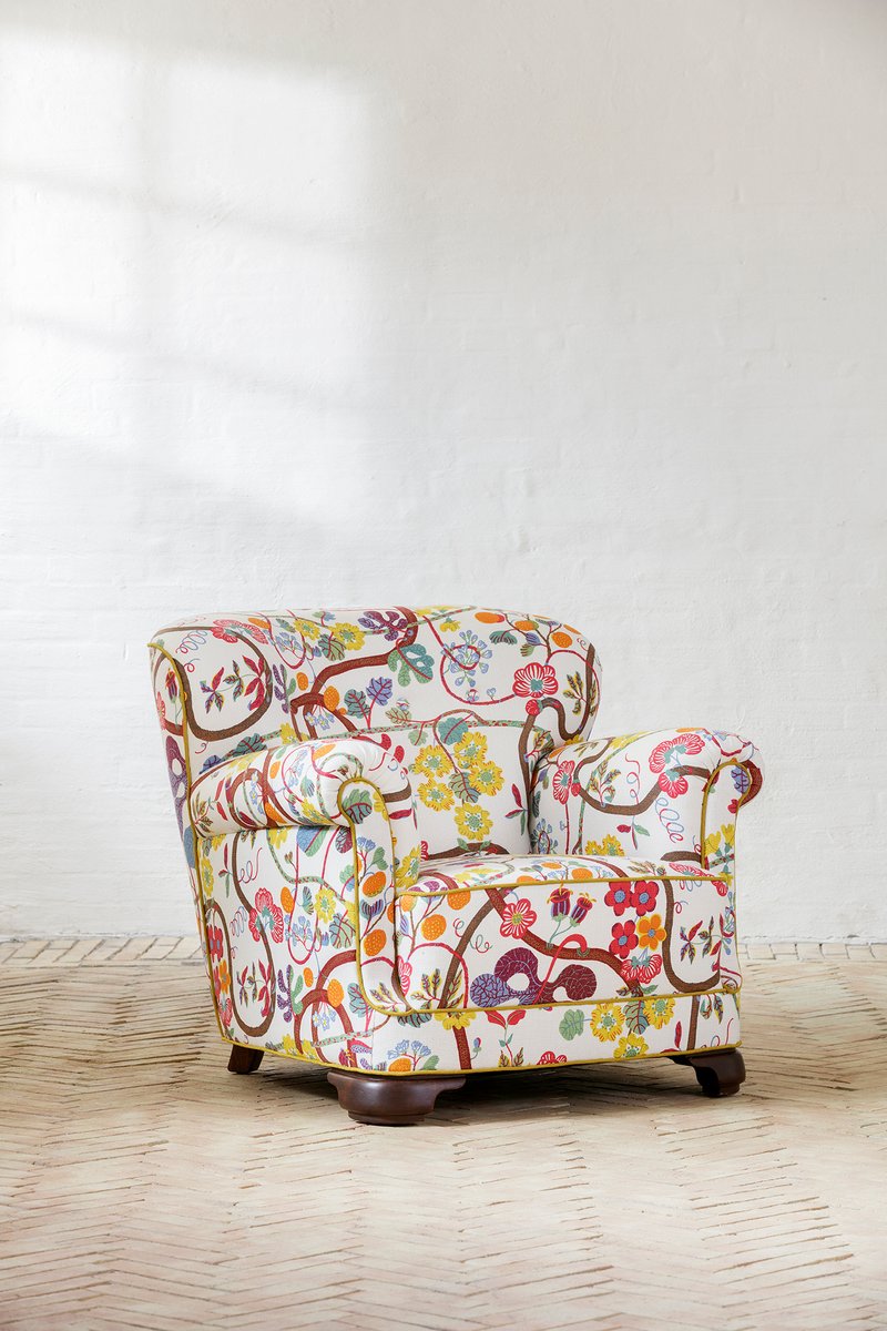 Armchair with Josef Frank Print, 1940s for sale at Pamono