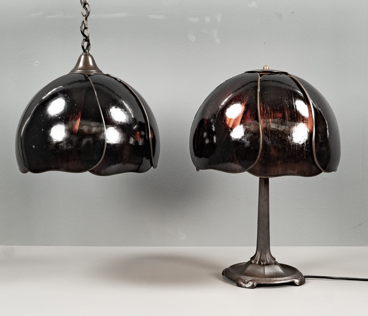 Art Nouveau Table and Ceiling Lamps from Lambert, Germany, 1970s, Set ...