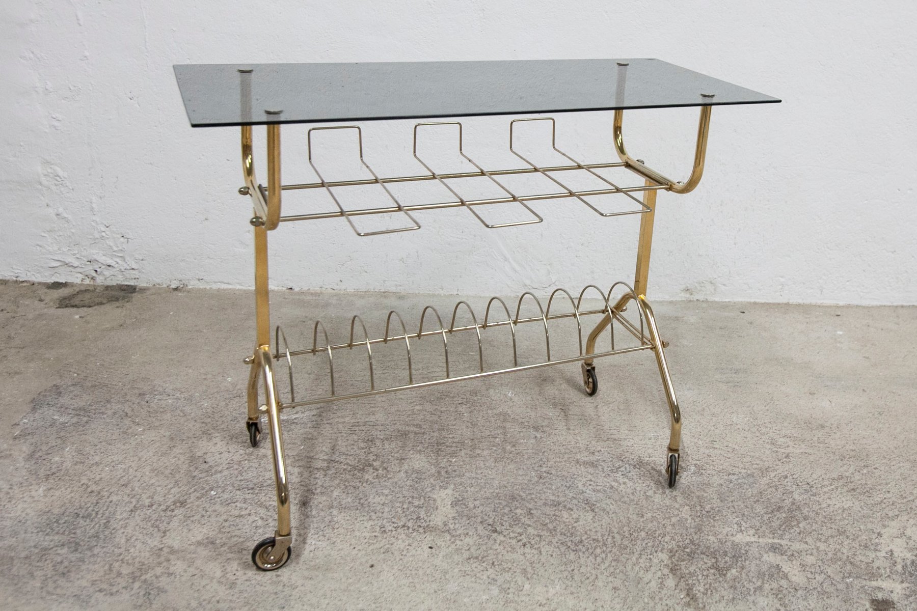 Vinyl Furniture Trolley with Wheels and Smoked Glass, 1970 for sale at ...