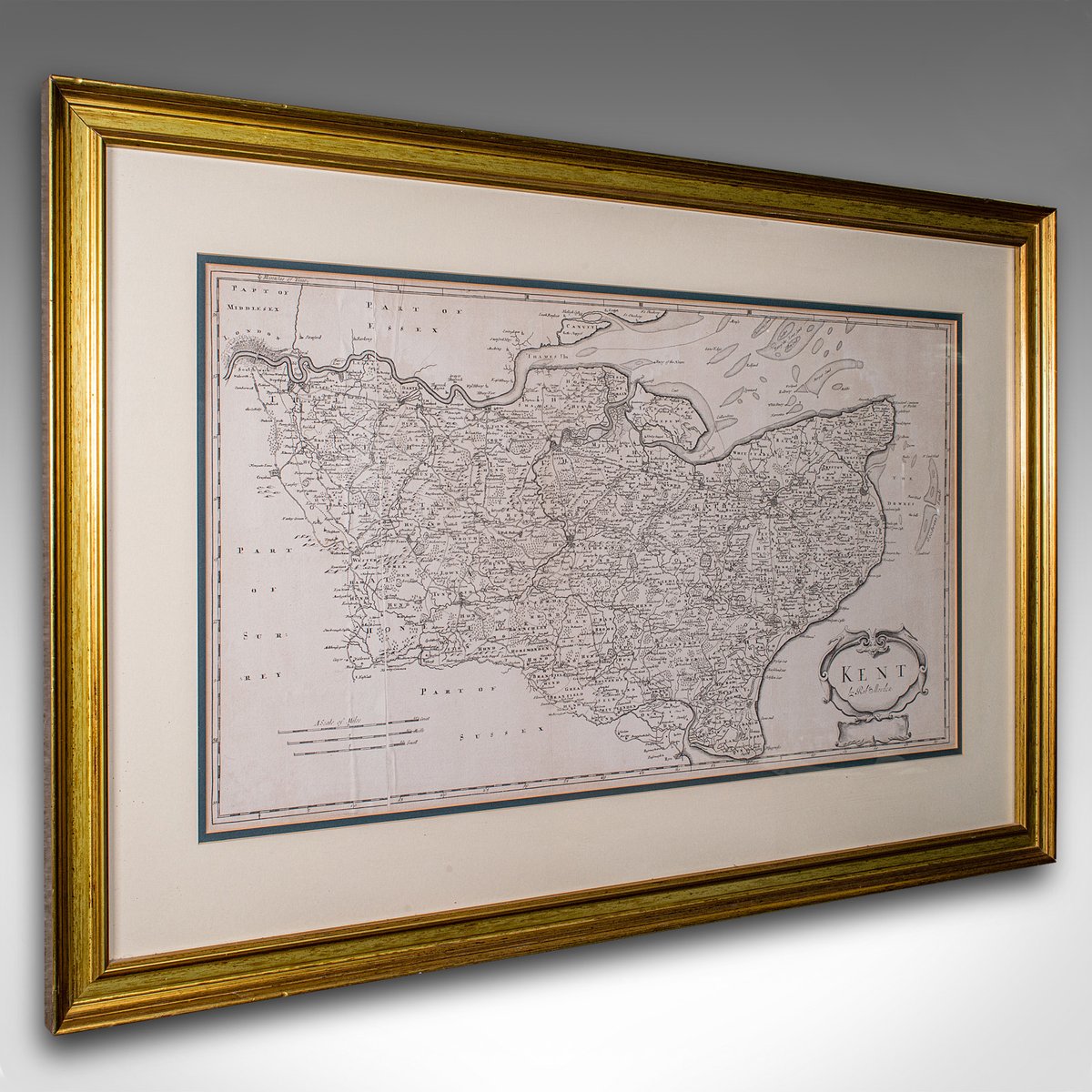 Large Antique Lithography Map of Kent, 1700 for sale at Pamono