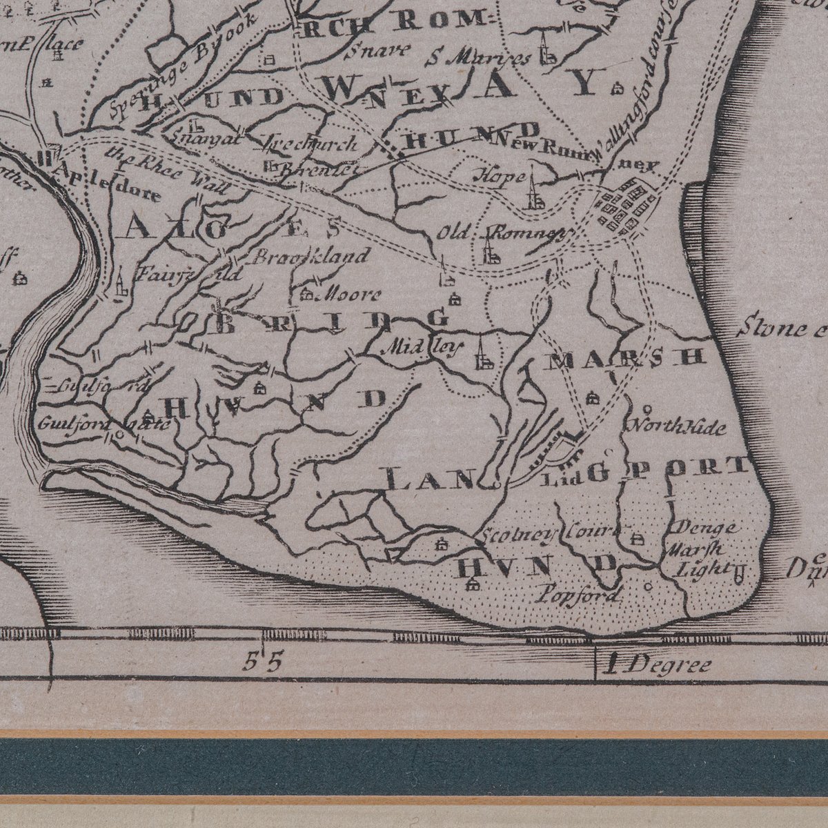 Large Antique Lithography Map of Kent, 1700 for sale at Pamono