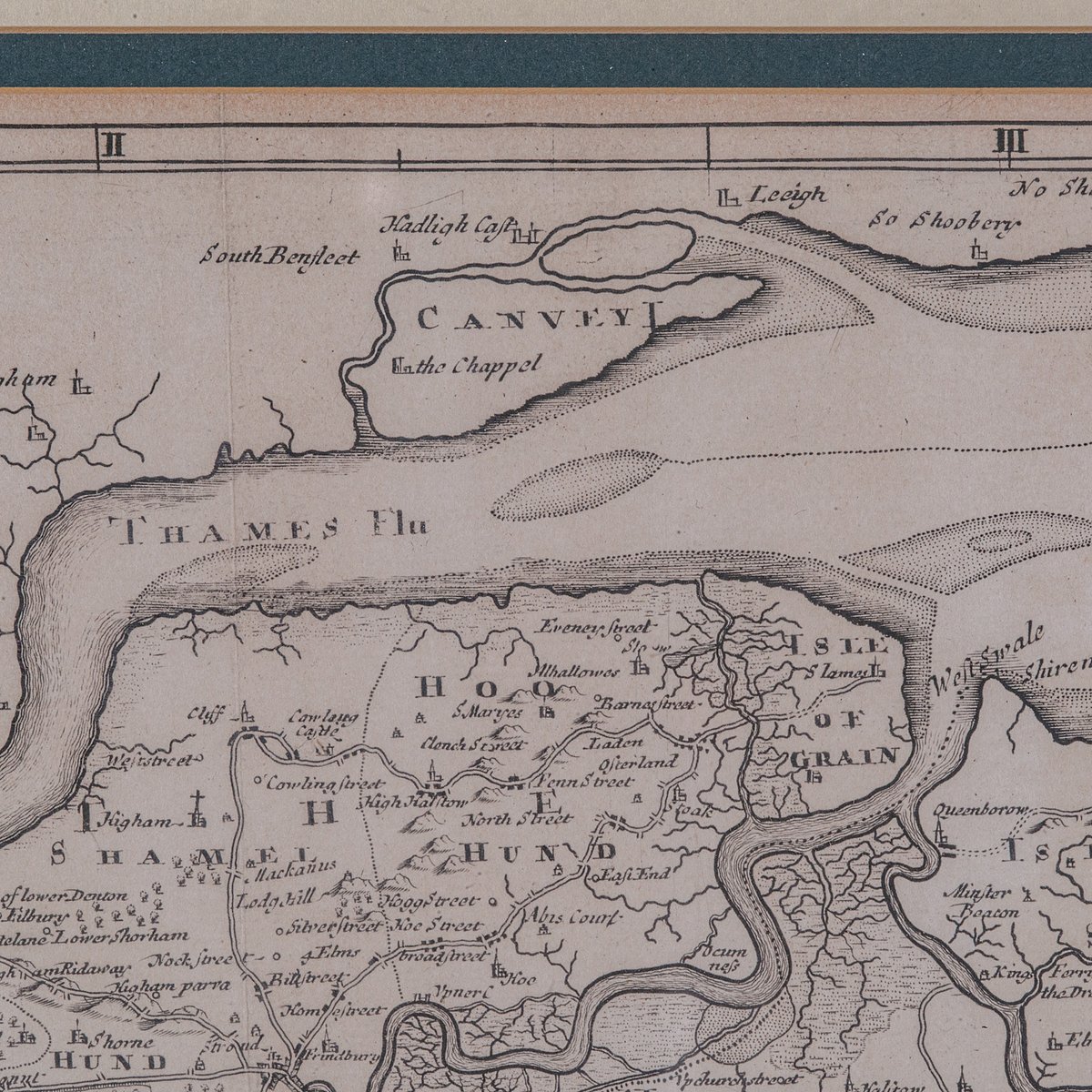 Large Antique Lithography Map of Kent, 1700 for sale at Pamono