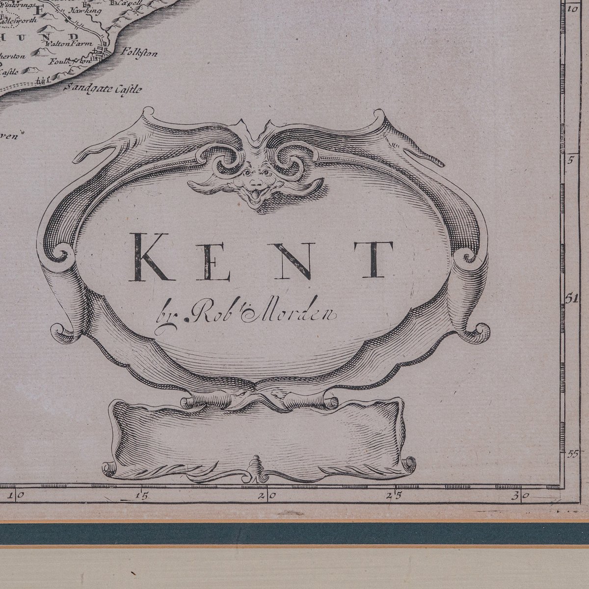 Large Antique Lithography Map of Kent, 1700 for sale at Pamono