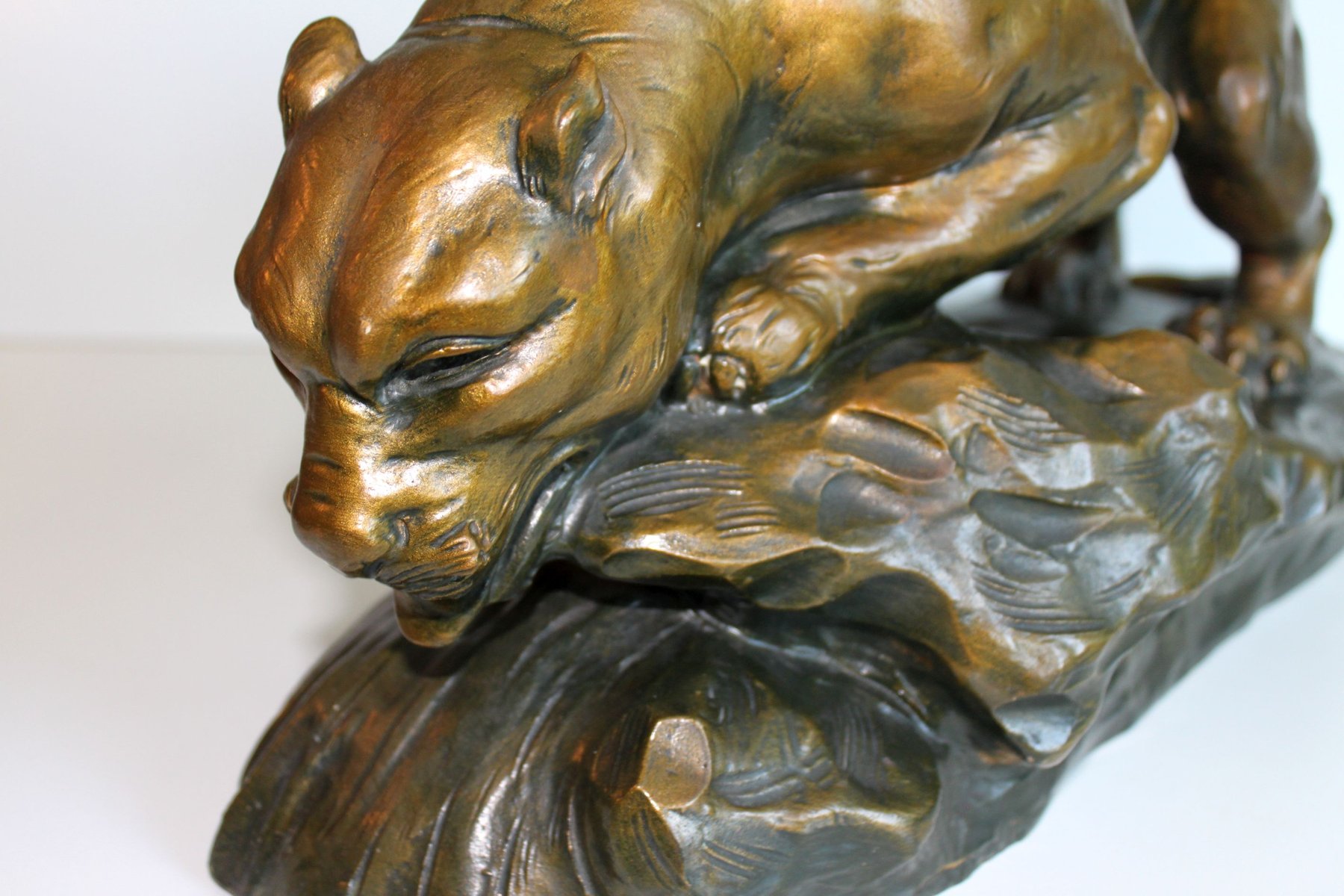 Sculpture of a Terracotta Lioness by Armand Fagotto, 20th Century for sale at Pamono