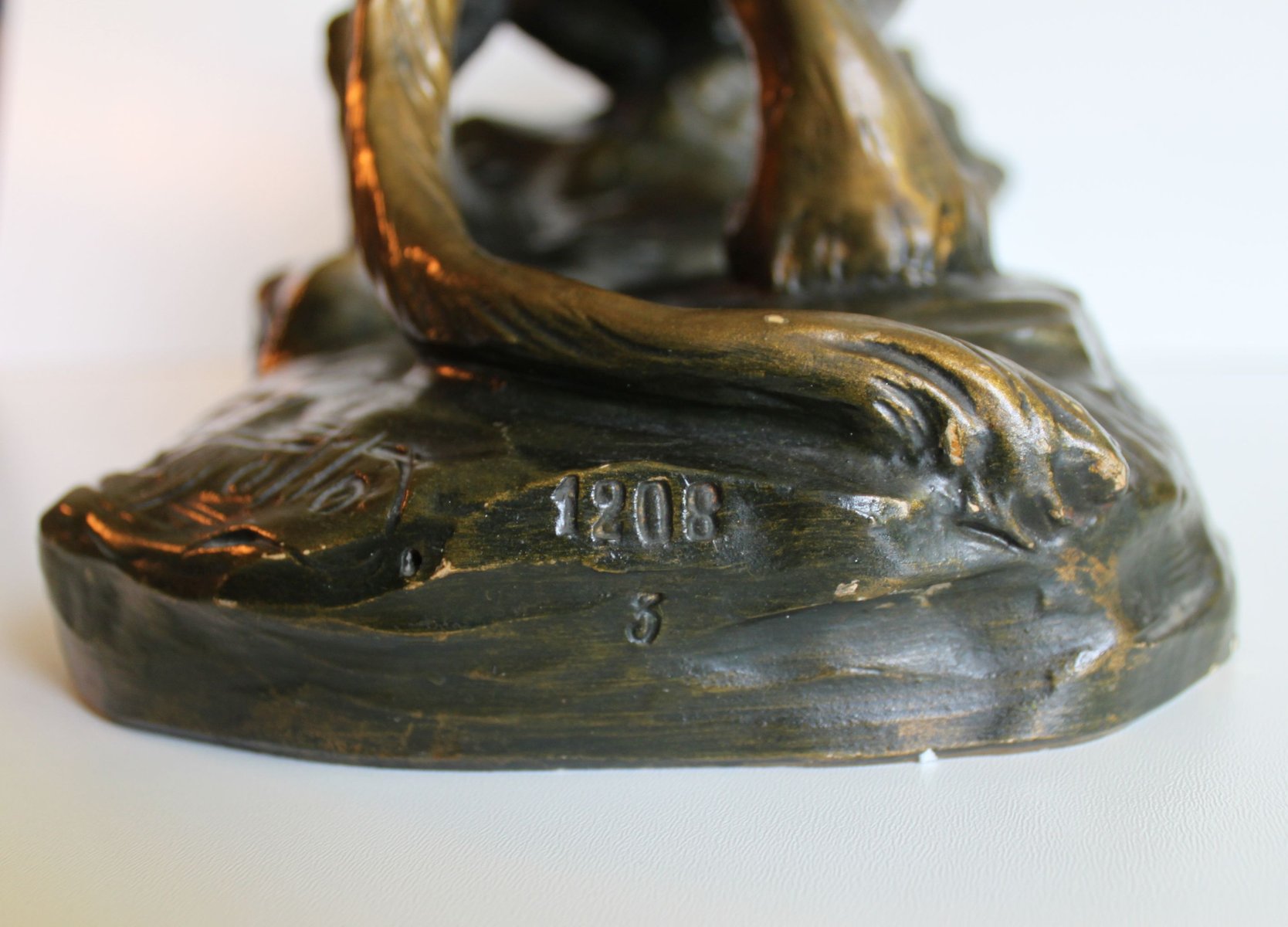 Sculpture of a Terracotta Lioness by Armand Fagotto, 20th Century for sale at Pamono