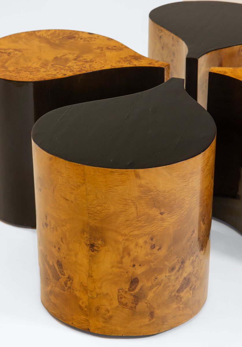 Vintage Art Deco Burr Maple & Ebonised Modular Teardrop Side Tables, 1970s, Set of 4 for sale at ...