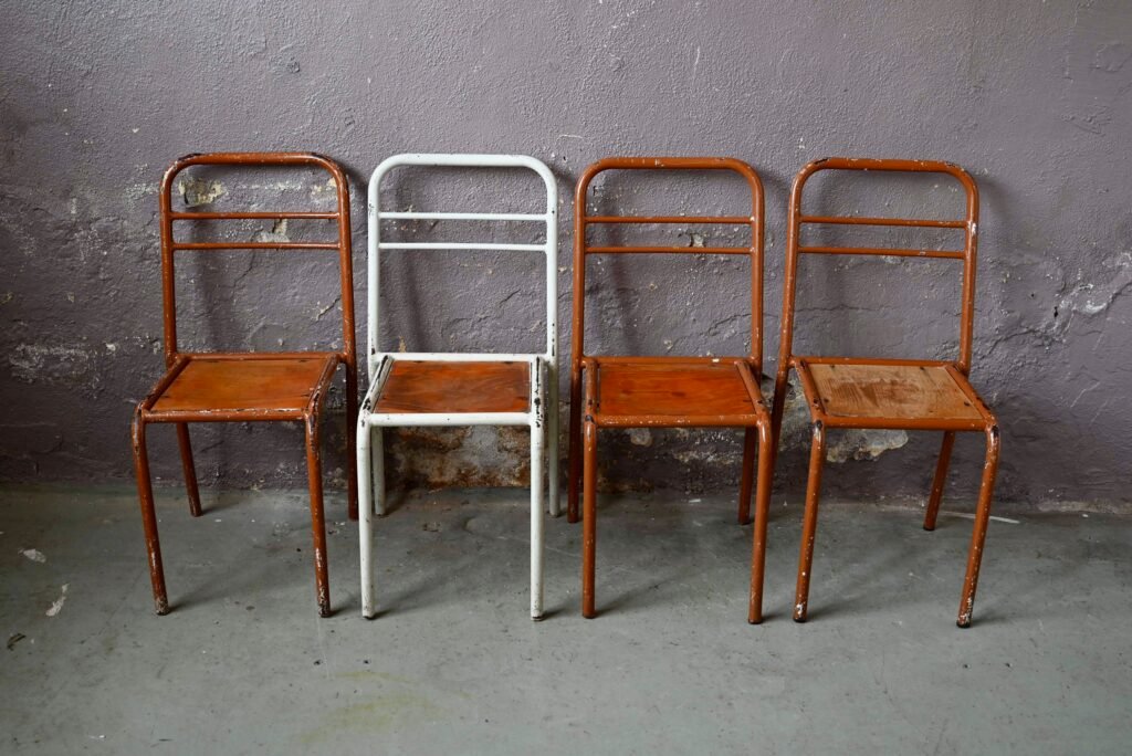 Modern Tube Chairs in Wood and Metal, 1950s, Set of 4 for sale at Pamono