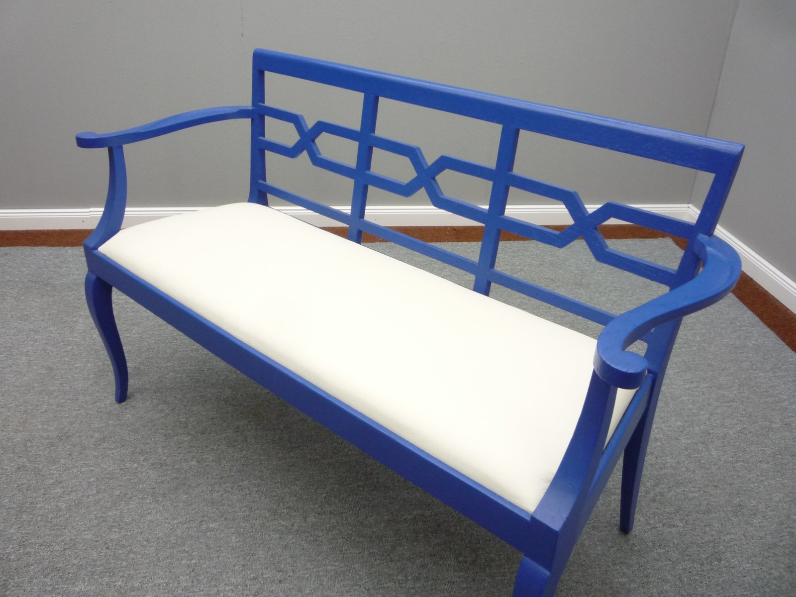 Antique Blue Bench in Leather, 1920s for sale at Pamono