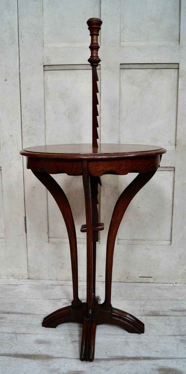 Antique Oak Adjustable Ratchet Candle Stand Table, 1820 for sale at Pamono