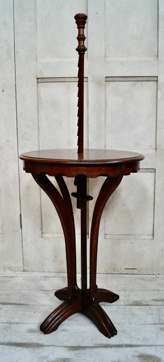 Antique Oak Adjustable Ratchet Candle Stand Table, 1820 for sale at Pamono