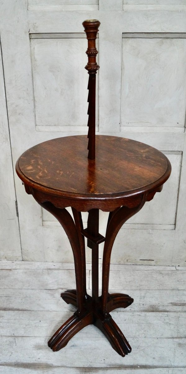 Antique Oak Adjustable Ratchet Candle Stand Table, 1820 for sale at Pamono