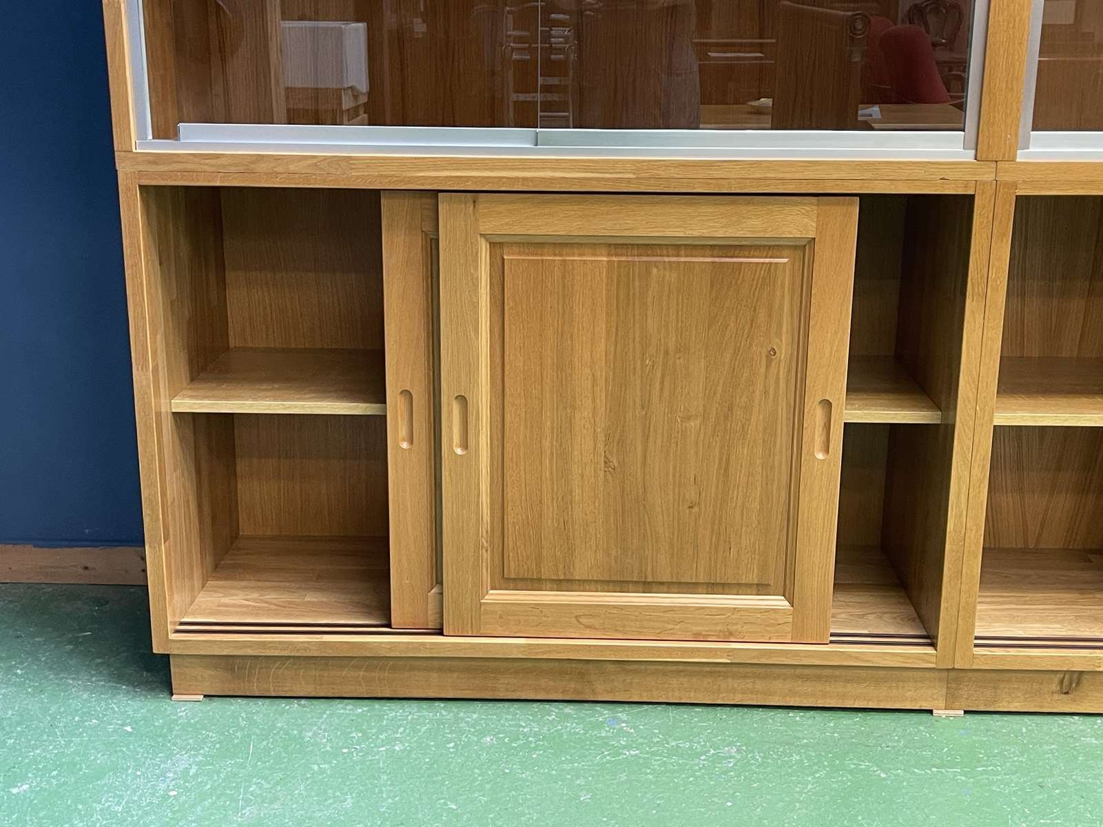 Large Oak Display Cabinet with Sliding Doors, 1990s for sale at Pamono
