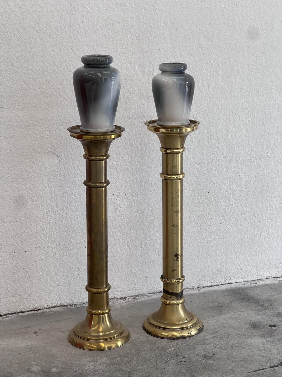 Brass Column Vases, 1970s, Set of 2 for sale at Pamono